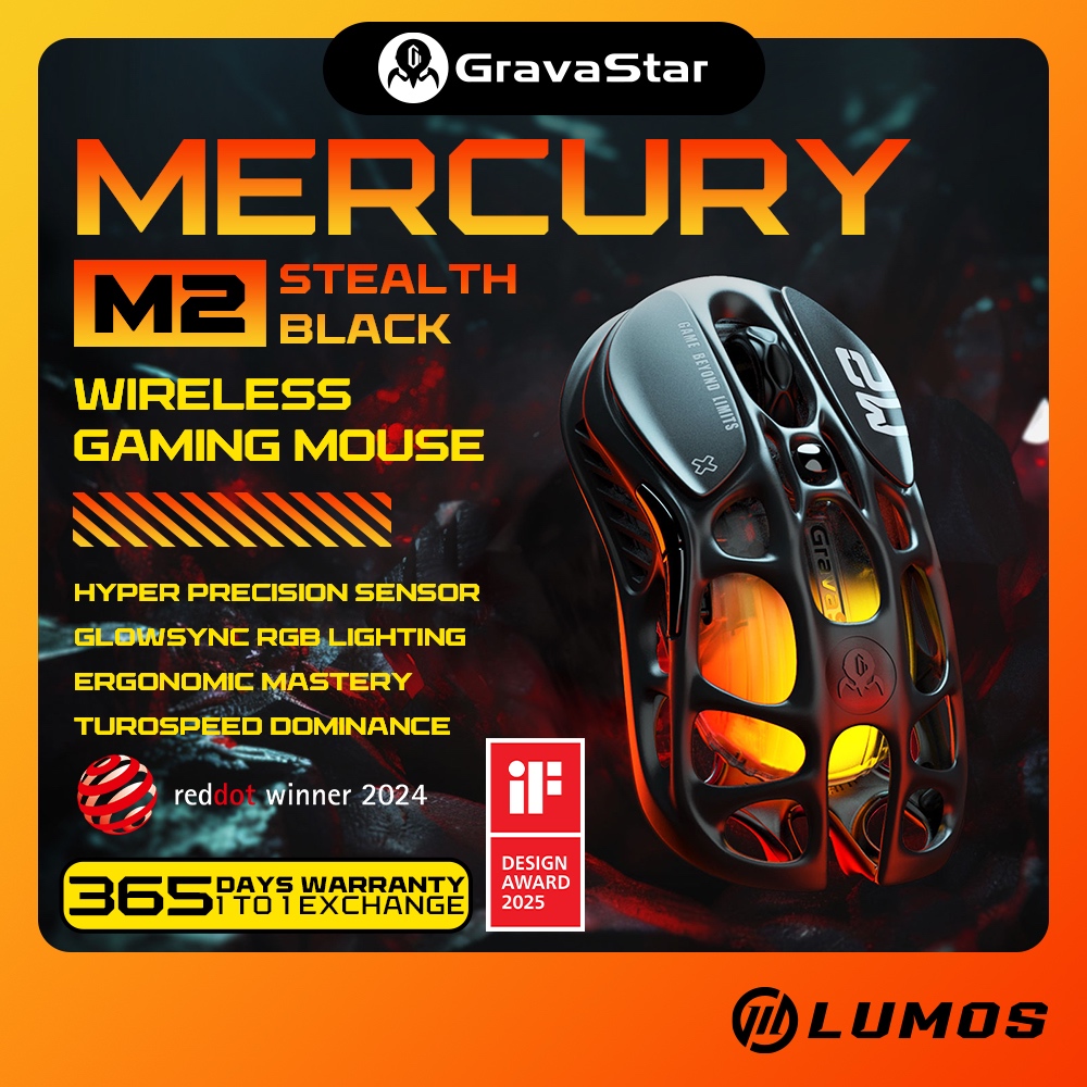 GravaStar Mercury M2 Wireless Gaming Mouse MICE 5 Light Mode Highly ...