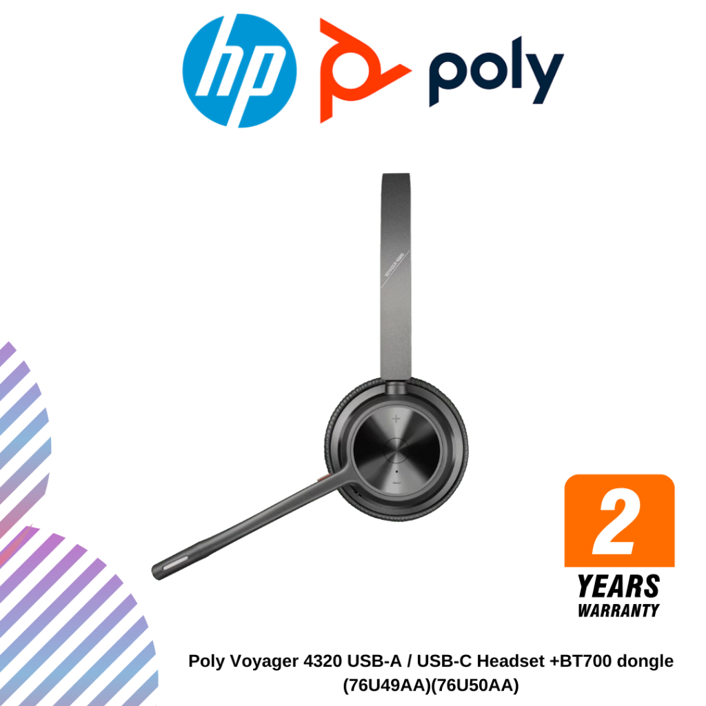 Poly Voyager 4320 USB-A / USB-C Headset +BT700 dongle (76U49AA)(76U50AA ...