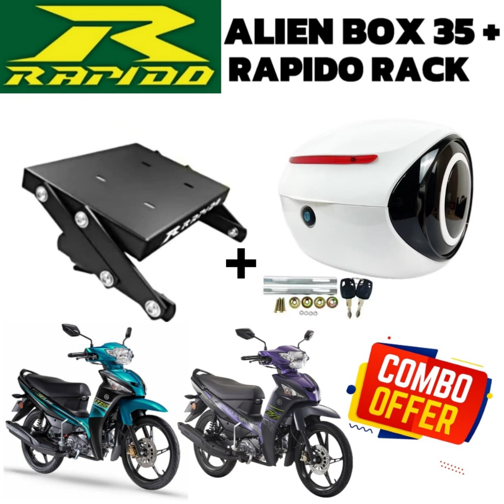 COMBO SET BOX ALIEN 35L + MONORACK RAPIDO YAMAHA EZ115 BOX SIPUT ABS ...