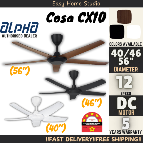 Alpha Cosa CX10 EX9 CX20 5 blade 56 46 40 ceiling fan with remote Black ...