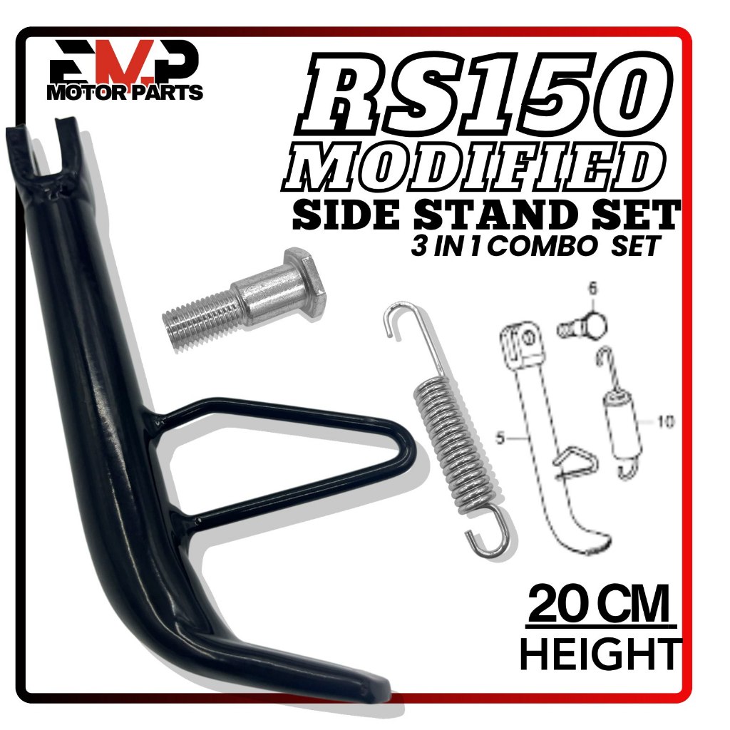 SIDE STAND RS150 AA TONGKAT TEPI RS150 MODIFY MODIFIED SET SPRING BOLT ...