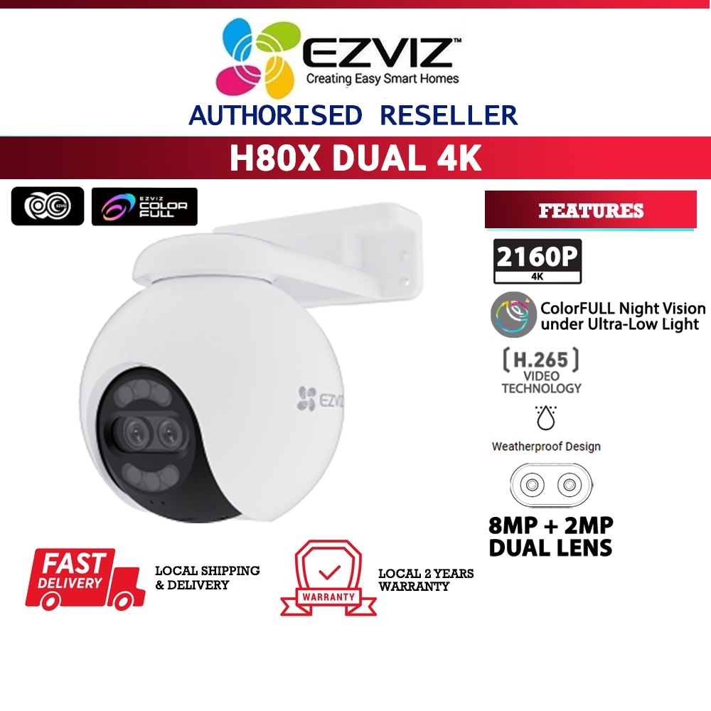 NEW EZVIZ H80x Dual 8MP + 2MP Full HD 1080P Color Night Vision Two Way ...