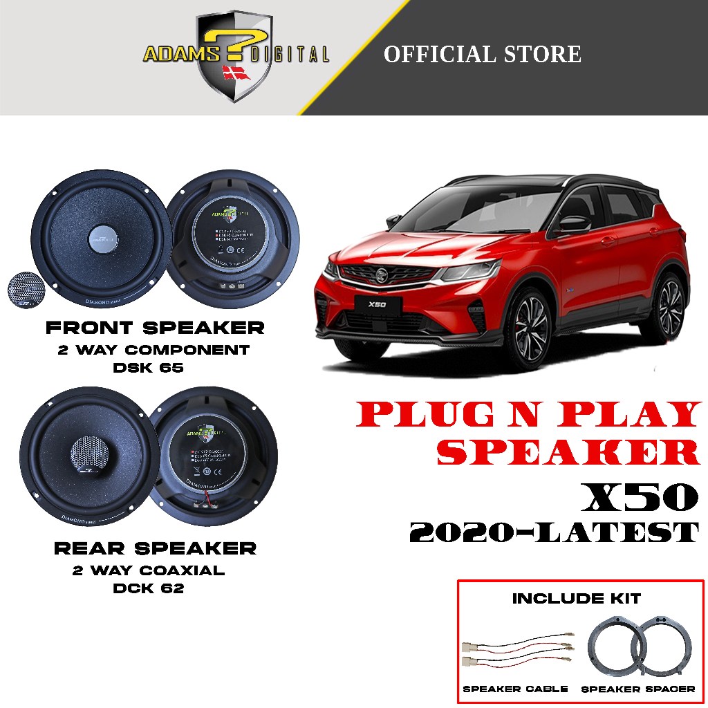 Adams Digital Proton X50 Speaker Plug and Play 2 Way Component Coaxial ...