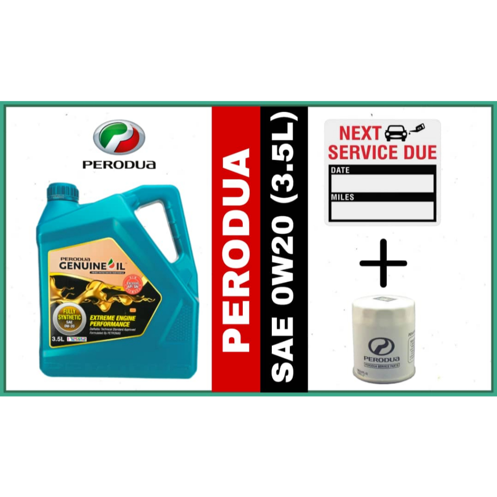 Perodua Engine Oil 0W20 (3.5 Liter) Fully Synthetic (Green) For Perodua ...