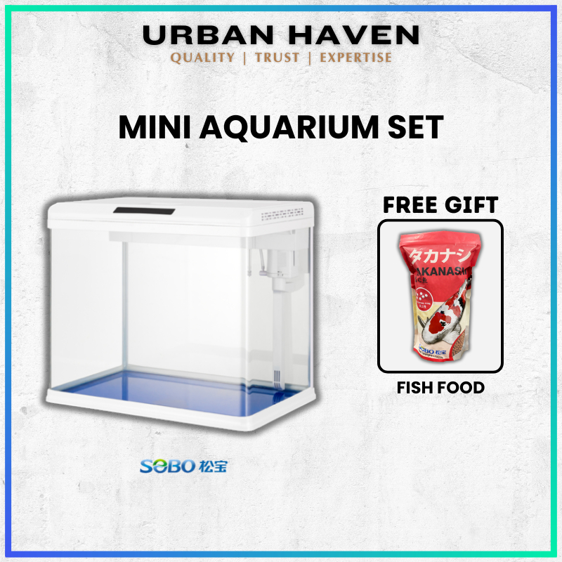 URBAN HAVEN | SOBO MODERN MINI AQUARIUM SET – COMPLETE FISH TANK STARTER KIT WITH LED LIGHTS ...