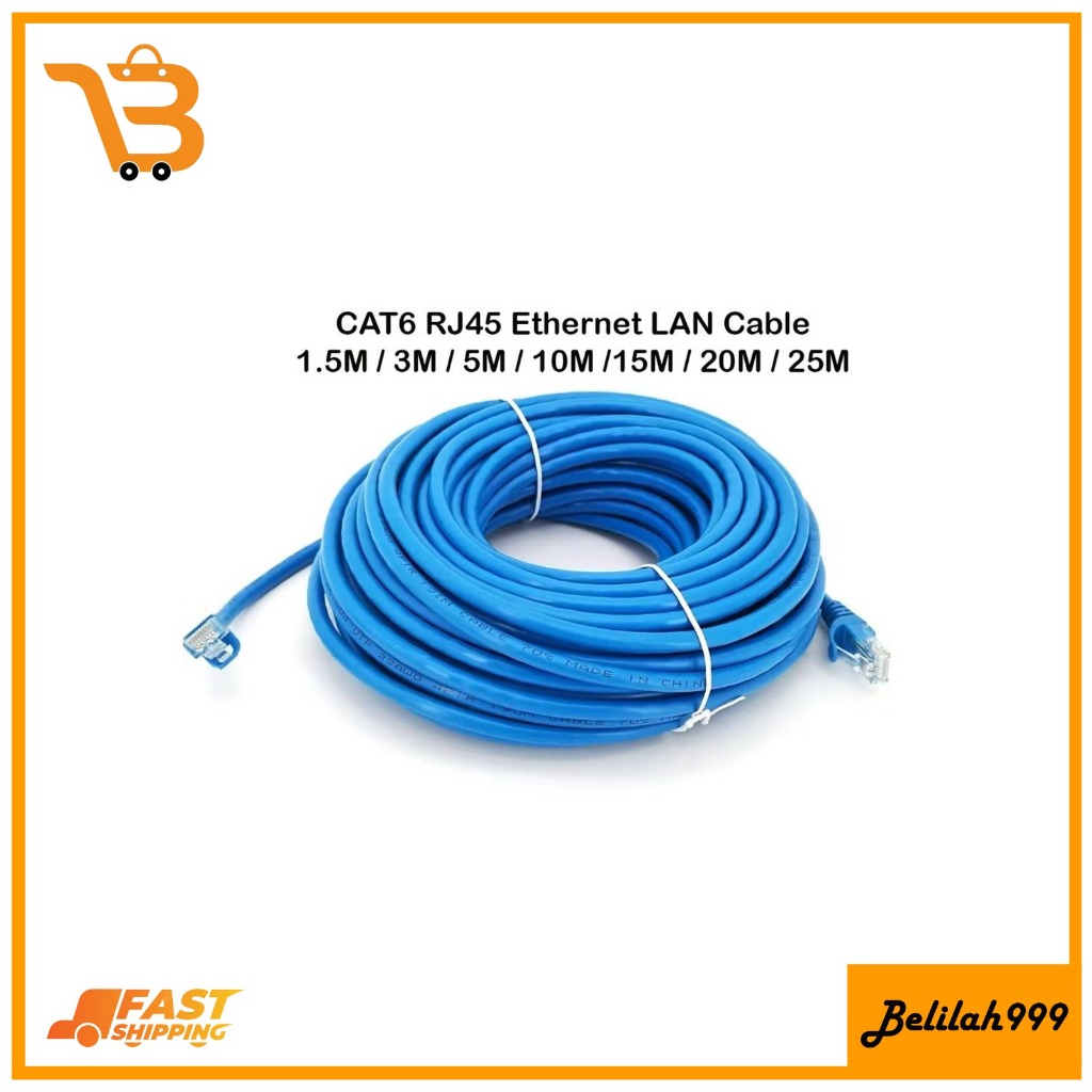CAT 6 RJ45 Ethernet LAN Cable ( 1.5M / 5M /10M /15M / 20M ) | Shopee ...