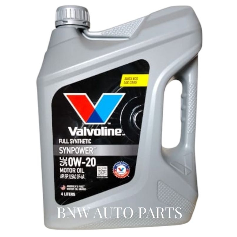 VALVOLINE SYNPOWER FULLY SYNTHETIC 0W20 API SP ENGINE OIL 4L | Shopee ...