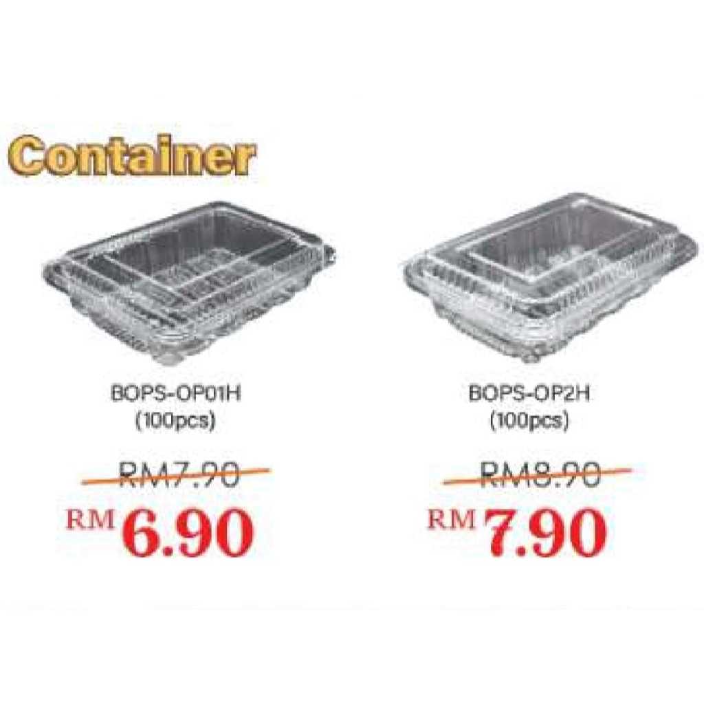 BENXON OPS-OP1H CLEAR 100pcs/pkt BEKAS KUIH 1H BENXON Plastic Tray ...