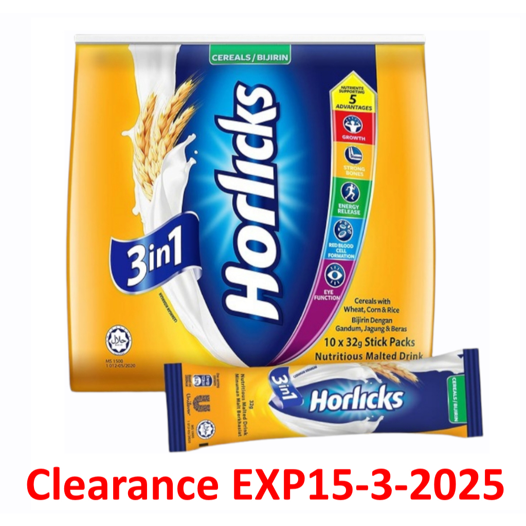 Horlicks 3 in 1 [ClearanceEXP15-3-25] Sachet Pack Cereal Powdered Malt ...