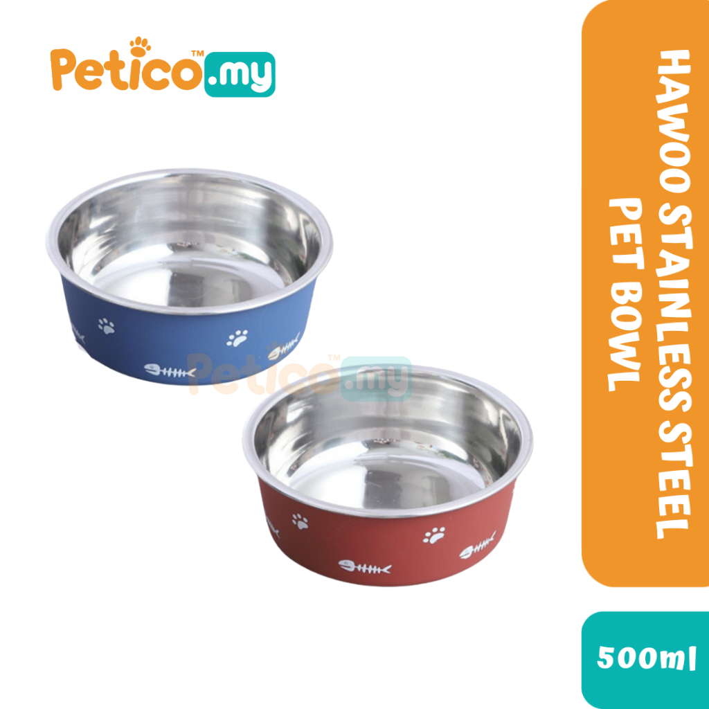 Hawoo Stainless Steel Pet Bowl 900ml / 500ml (Blue / Brown) | Shopee ...