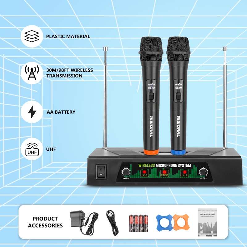 Wireless Microphone Uhf Handheld AA Battery Working Range 30m / 98ft ...
