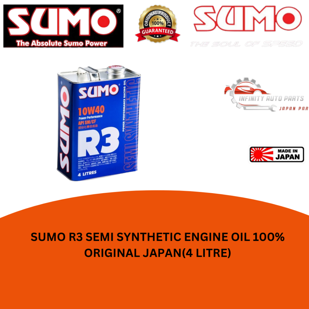 SUMO R3 SEMI SYNTHETIC ENGINE OIL 100% ORIGINAL JAPAN(4 LITRE) | Shopee ...