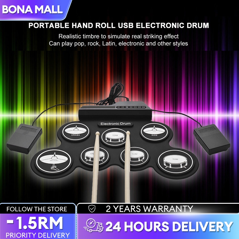 Electronic Drum Set USB Roll Up Silicon Drums Pad Digital Foldable ...