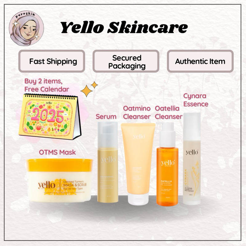 Yello Skincare Oatmeal Turmeric Mask and Scrub OTMS & Snowmeric Hydra ...