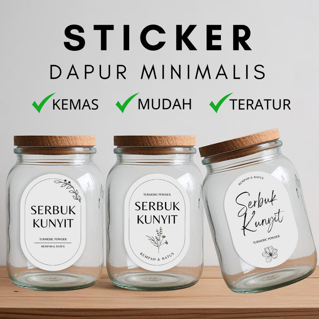 🔥 Sticker Label Dapur Minimalist/Trendy/Aesthetic - Set Pelekat Nama ...