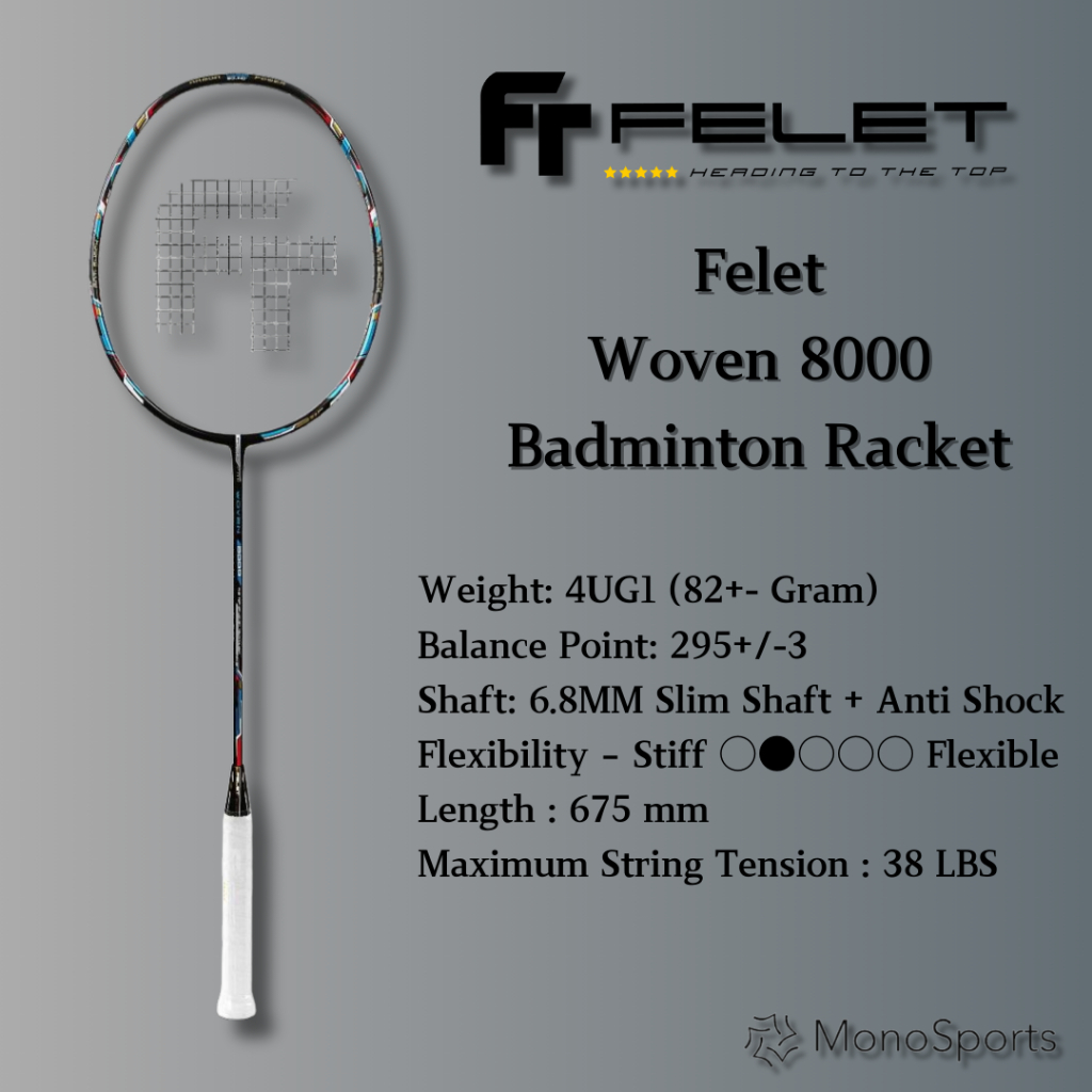 Monosports Felet Woven 8000 Pro Badminton Racket | Shopee Malaysia