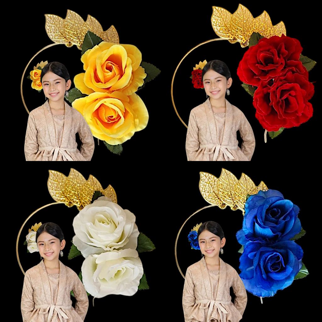 Cekak Sanggul Lintang bunga mawar baldu ros Merdeka tradisional majlis sekolah kanak kanak ...