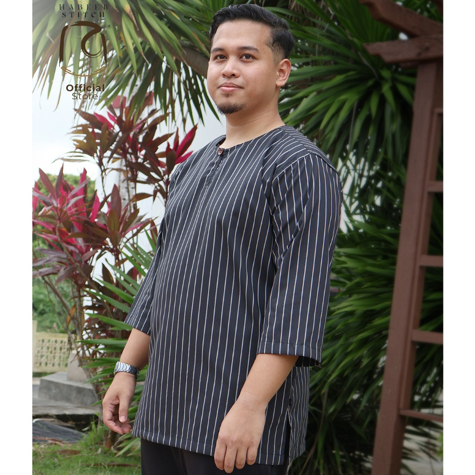 KURTA RUMI STRIPE HABEEB STICH | BLACK | Shopee Malaysia