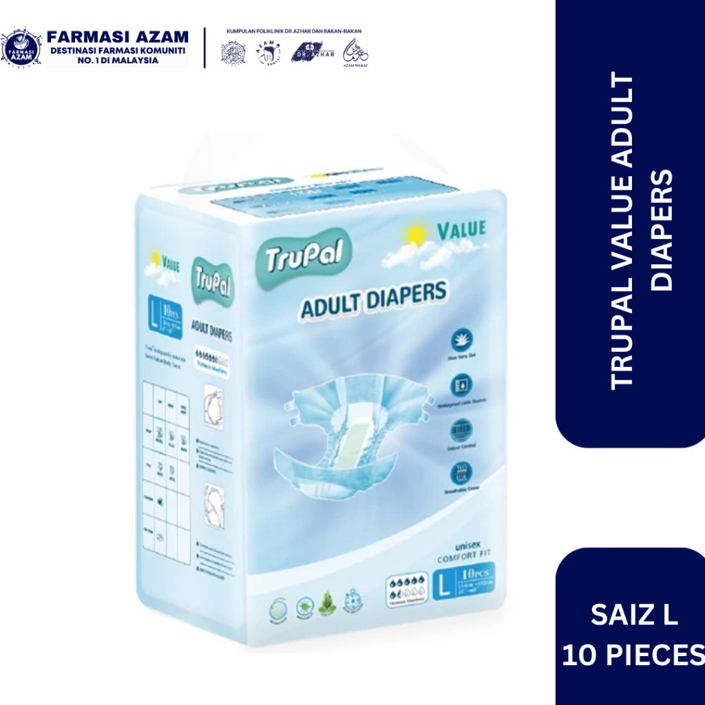(EXP 2029) TRUPAL VALUE ADULT DIAPERS (SIZE L) 10 PIECES | Shopee Malaysia