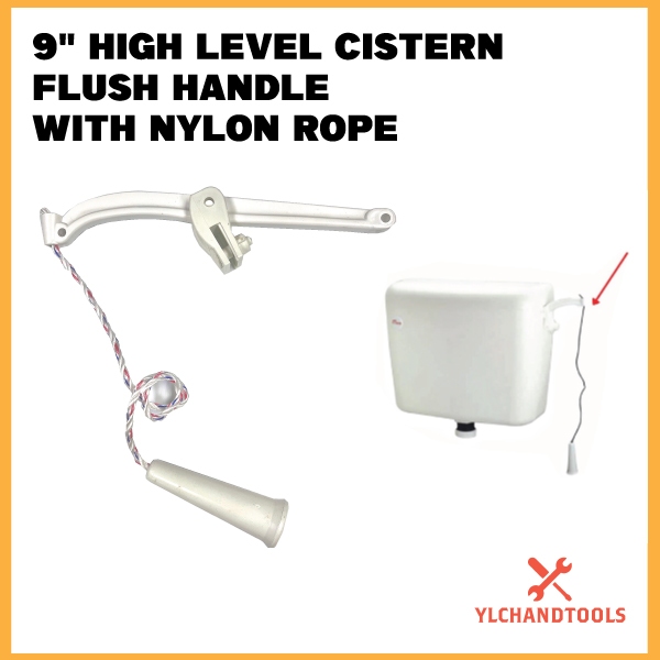 9" HIGH LEVEL CISTERN FLUSH HANDLE WITH NYLON ROPE PLASTIC LEVER ARM ...