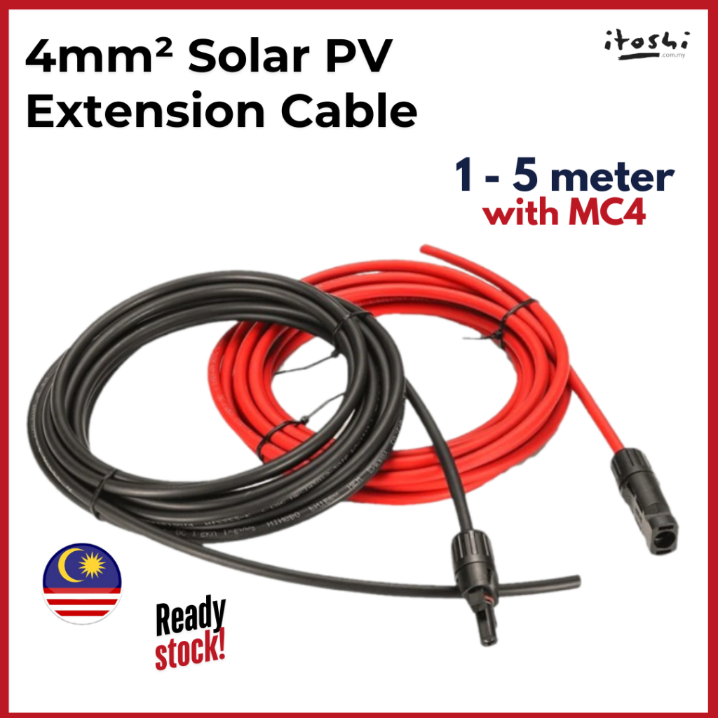 ITOSHI 4mm 1 5 Meter PV Solar Cable H1Z2Z2-K DC Wire Red Black PV ...