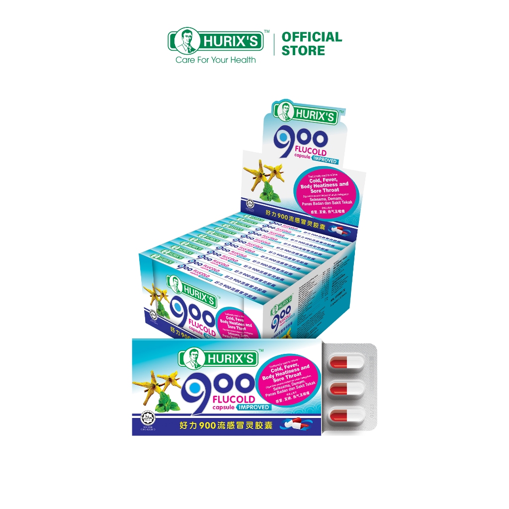 HURIX'S 900 Flucold Capsule Improved - Selesema - Demam - Panas Badan ...