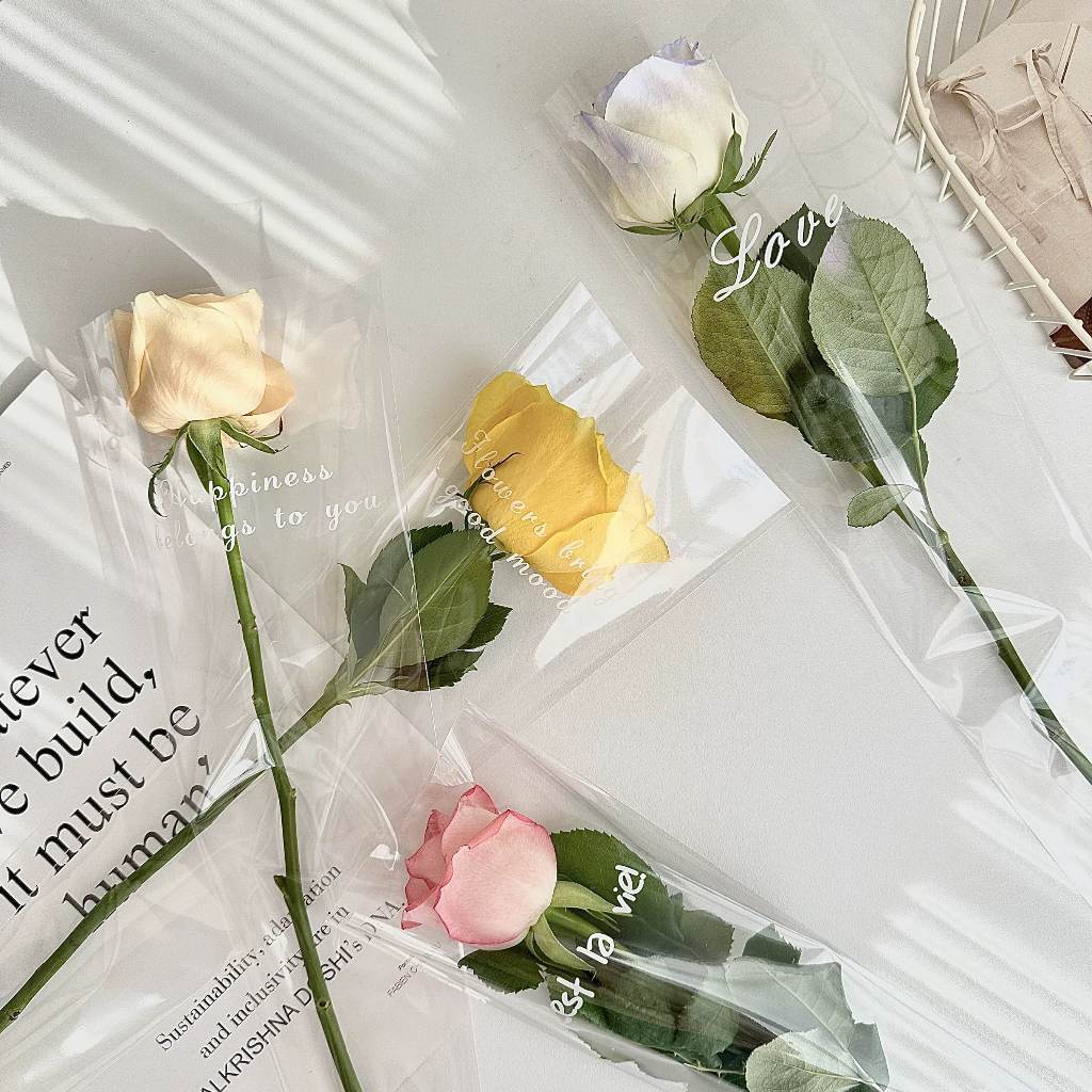 [Ready Stock] (50PCS) Single flower Wrapper /Transparent Wrapper / DIY ...