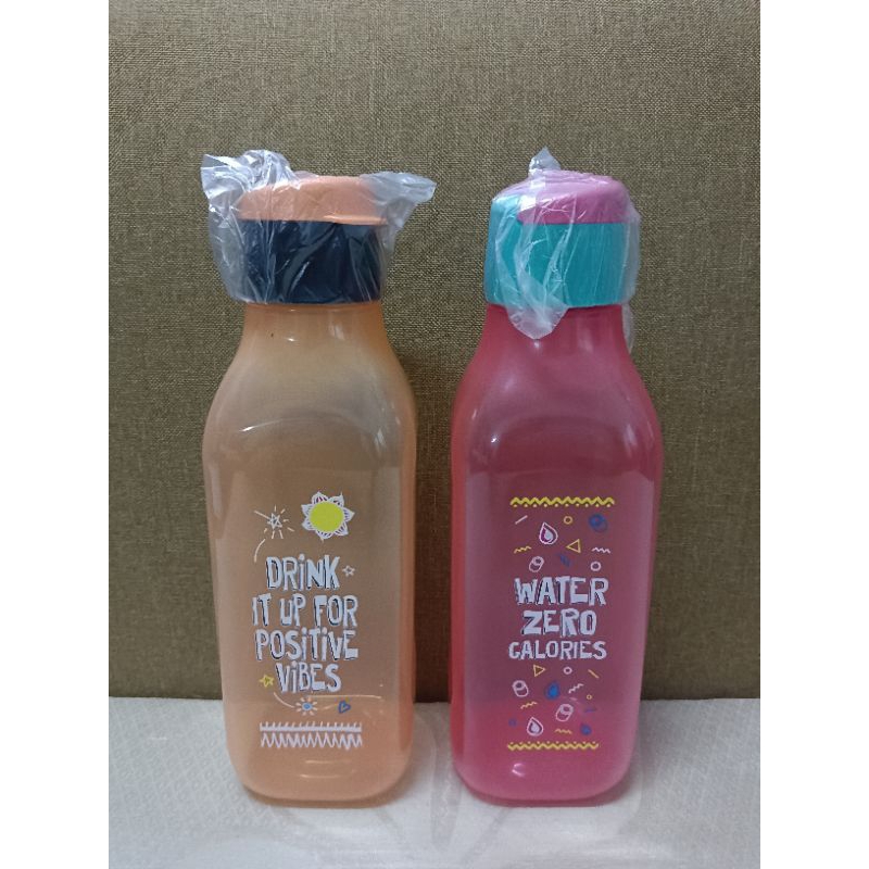 Tupperware 'Square Eco Bottle' 1 Litre, Flip Lid (Sell One Set = 2 ...