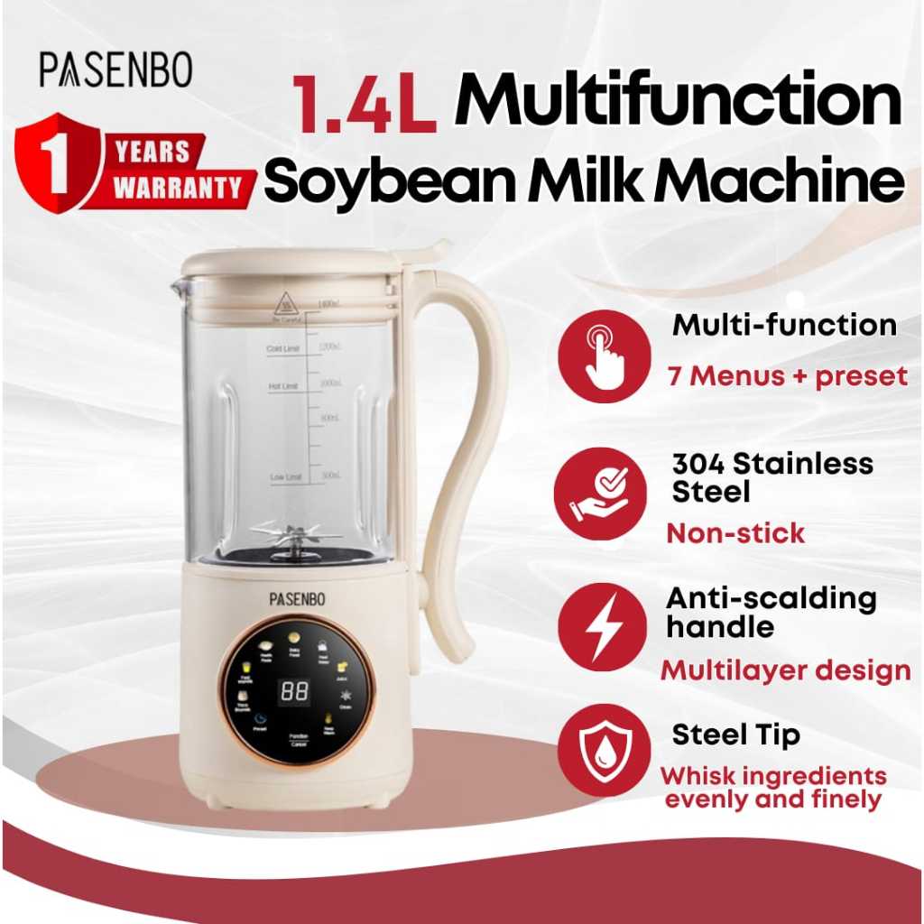 Pasenbo1.4L Blender Upgrade Mini Soy Milk Maker Soya bean machine Juicer Blender | Shopee Malaysia