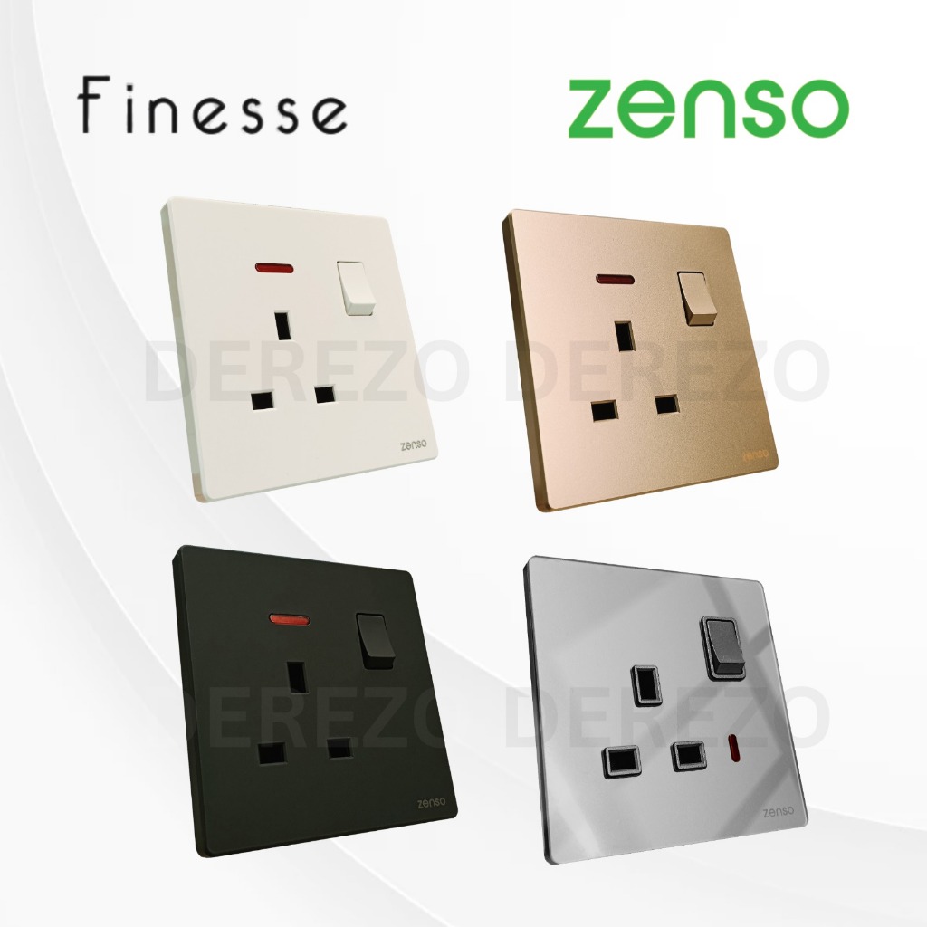 Zenso Finesse F3013 13A 1 Gang Flat Pin Switched Socket LED Indicator ...