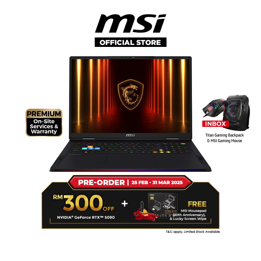 MSI Raider 18 HX AI A2XWJG-068MY Gaming Laptop (CU9-285HX/DDR5 32GB*2 ...