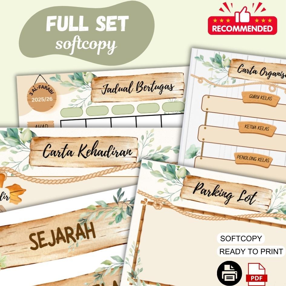 SOFTCOPY FULL SET HIASAN DEKORASI KELAS CREAM PDF TEMPLATE EDITABLE ...