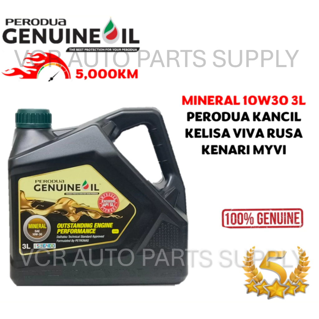 100% ORIGINAL [NEW] PERODUA GENUINE OIL MINERAL 10W30 3L MINYAK HITAM ...