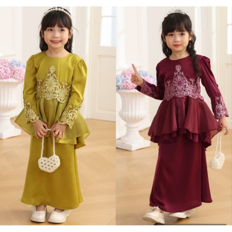 Kurung Peplum Budak Perempuan Kurung set Elegant Raya Muslimah Moden Budak 1-12 Tahun Baju ...