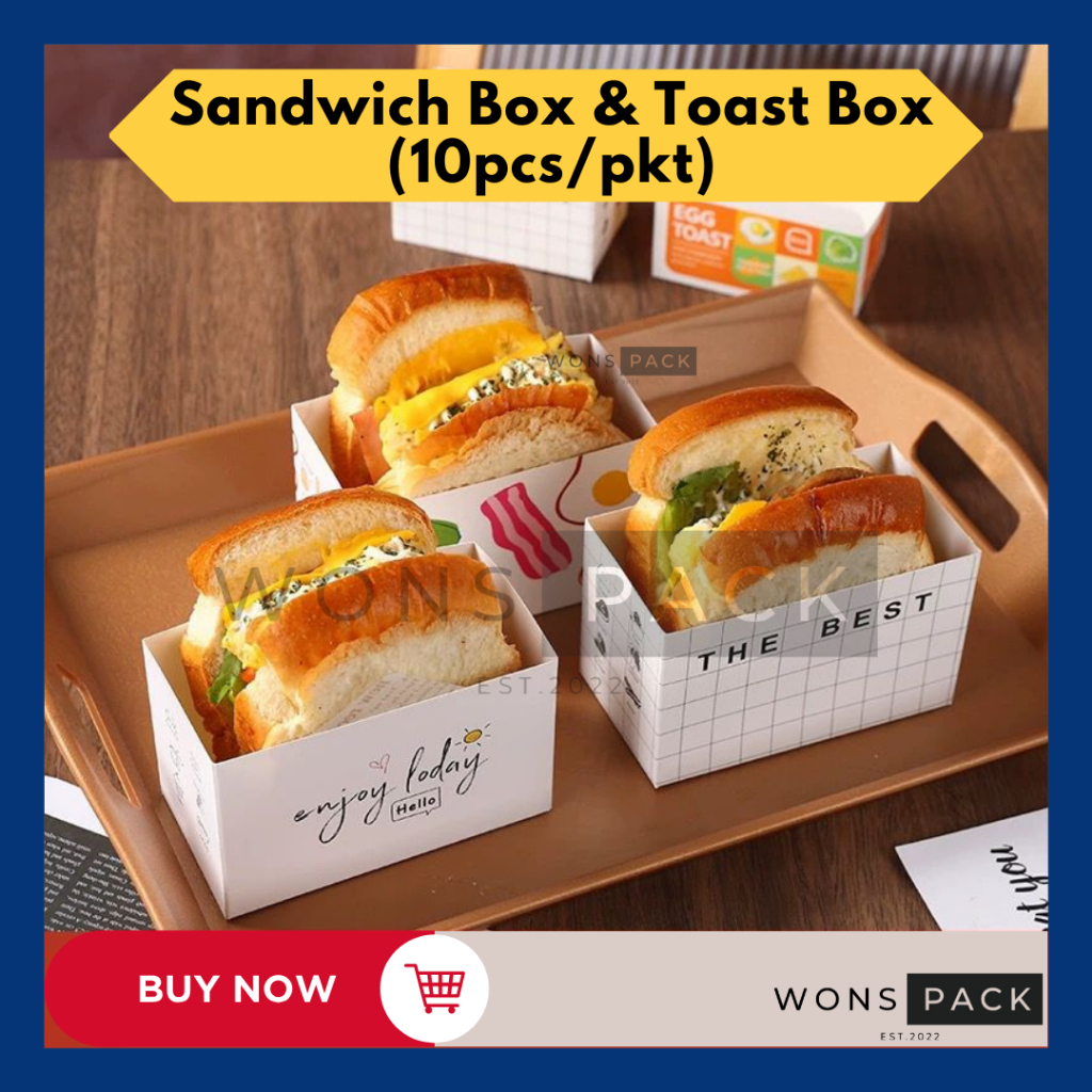 {READY STOCK} 10pcs Disposable Korean Breakfast Toast Box/Sandwich Box ...