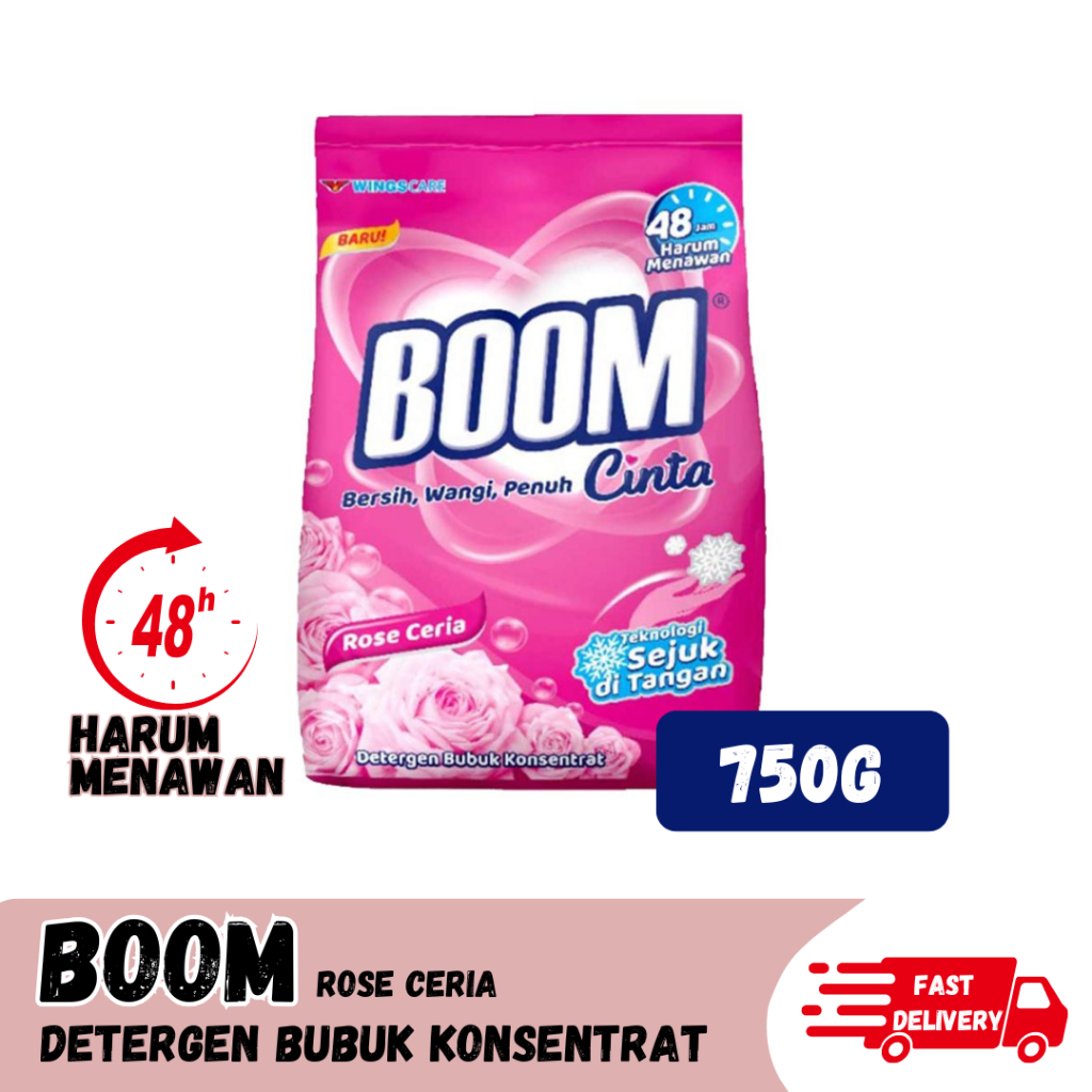 BOOM Cinta Deterjen Bubuk 750g rose Detergent Powder | Shopee Malaysia