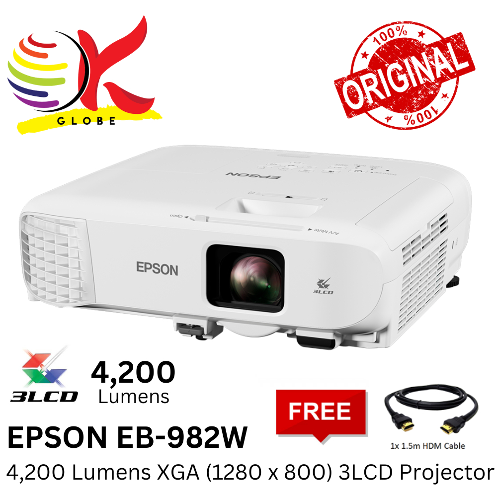 EPSON EB-982W 4,200 LUMENS WXGA (1280x800) 3LCD PROJECTOR WITH BUILT IN SPEAKER, CONTRAST RATIO ...