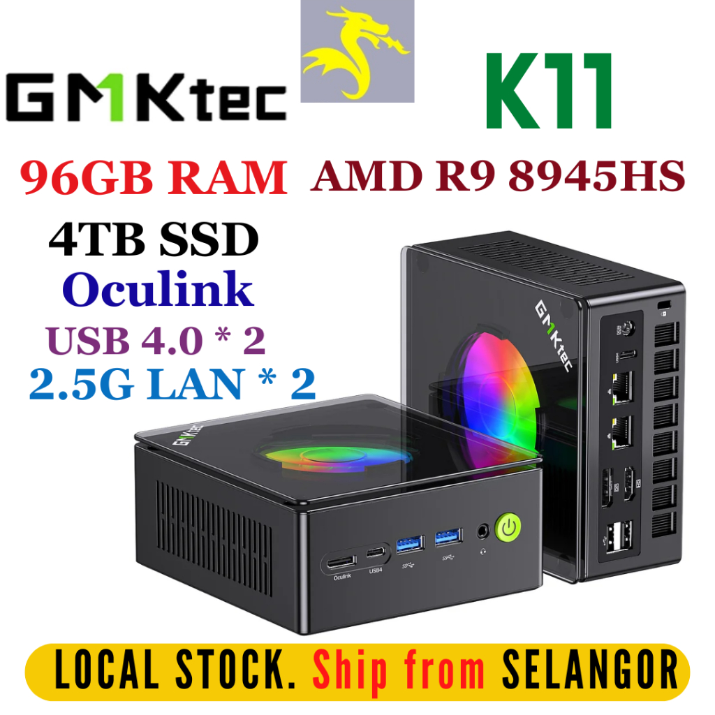 GMKtec K11 AMD R9 8945HS Windows Mini PC 96GB DDR5 RAM 2TB SSD Gaming ...