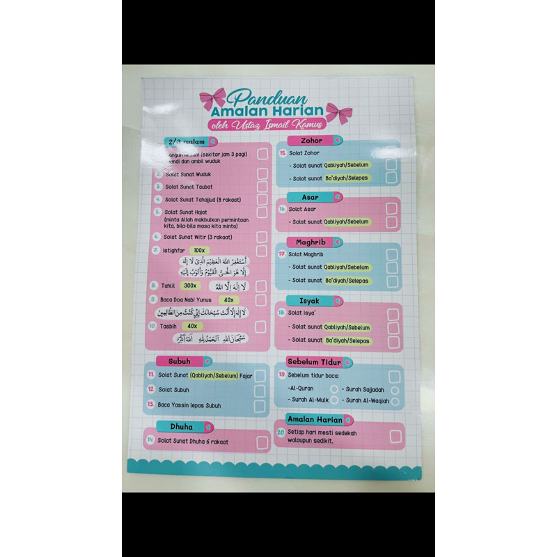 Poster Checklist Panduan Amalan Harian oleh Ustaz Ismail Kamus ...