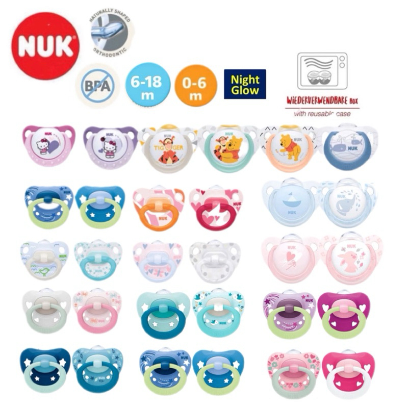 NUK puting day and Night Glow Orthodontic Pacifier Soother 0-6m/6-18m ...