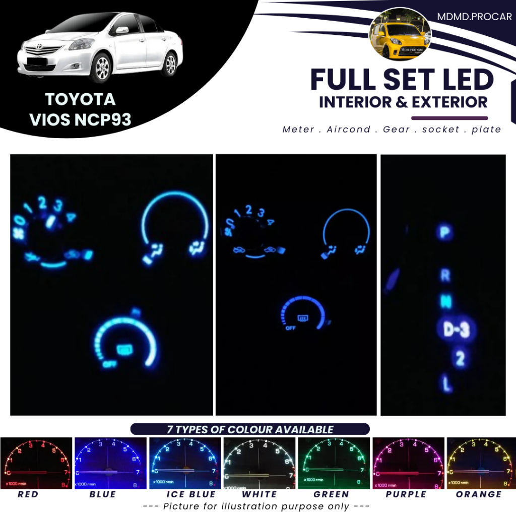 Vios NCP93 High Quality LED 1 Set Meter / Gear Lever / Small Bulb ...