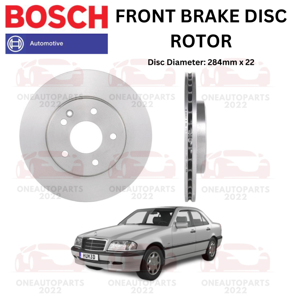 GENUINE BOSCH FRONT BRAKE DISC ROTOR MERCEDES BENZ W202 (284mm Disc ...
