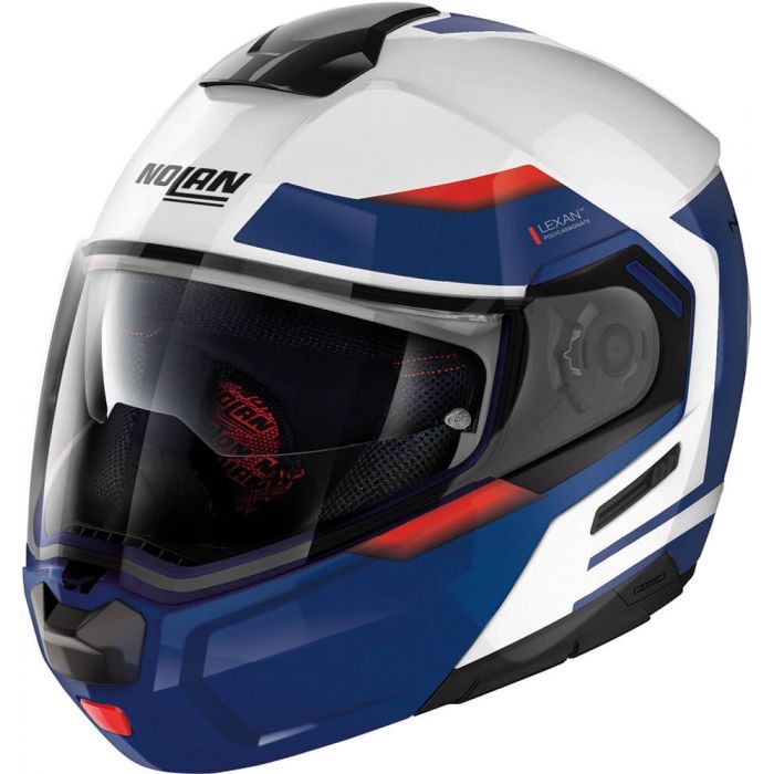 NOLAN HELMET N90.3 REFLECTOR (038) METAL WHITE / INNER VISOR / FLIP UP Helmet / Motorcycle ...