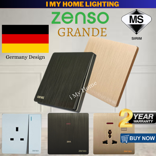 (SIRIM) ZENSO Grande Switch Black Gold Hairline White Rocker Slim ...