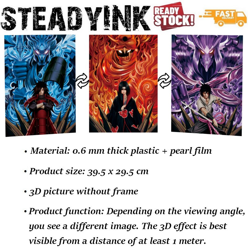 [𝚂𝚝𝚎𝚊𝚍𝚢𝙸𝙽𝙺] Naruto 3D Poster – Anime Motion Wall Art Spinning Effect ...