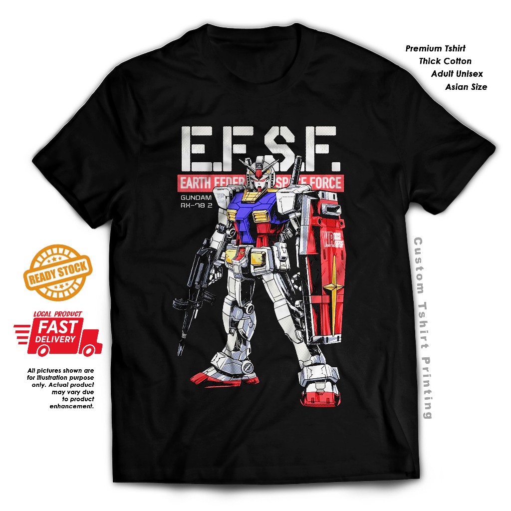 Gundam EFSF Mobile suit cotton tshirt | Shopee Malaysia