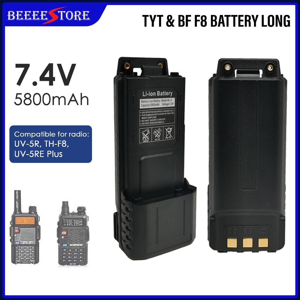 UV5R Li-ion Battery 7.4V 3800mAh Type-C Baofeng UV-5R Walkie Talkie Battery Li-Ion (Model: BL-5 ...