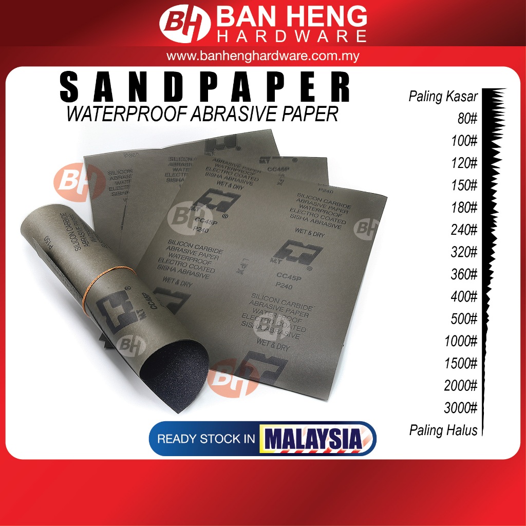 ABRASIVE SAND PAPER WATERPROOF / SANDPAPER KERTAS PASIR 砂纸 100pcs/pack ...