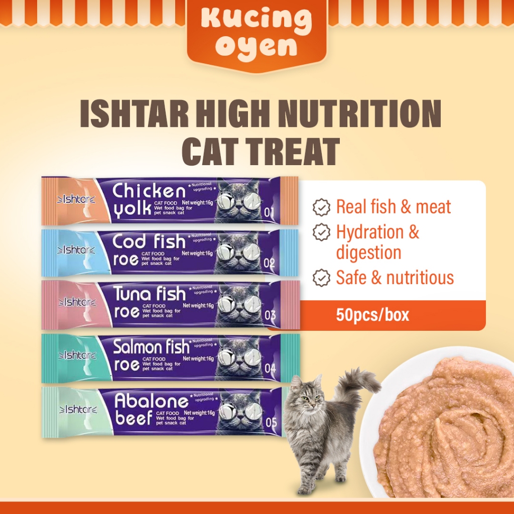 (Bundle) 50+5 ISHTAR Cat Treat Cat Wet Food Stick Creamy Cat Stick Cat ...