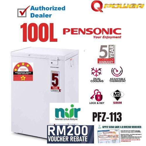 Fast Ship Pensonic 100L Chest Freezer PEN-PFZ113 (4 star) | Shopee Malaysia